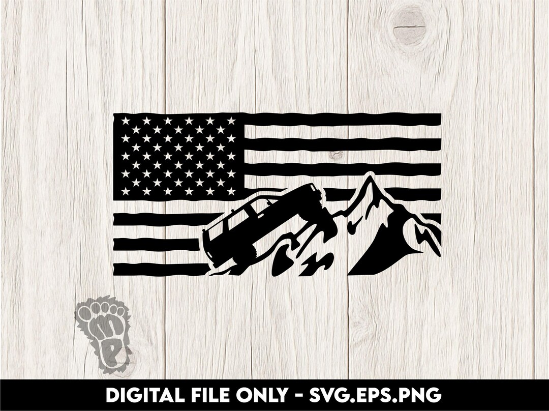 1st Gen Toyota 4runner on Mountain With Flag - SVG, PNG, EPS Digital ...