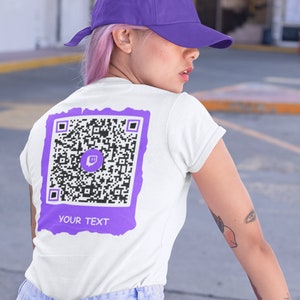Twitch Custom QR Code T-shirt, Personalized Scannable Tee, Link to Your ...