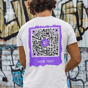 Twitch Custom QR Code T-shirt, Personalized Scannable Tee, Link to Your ...