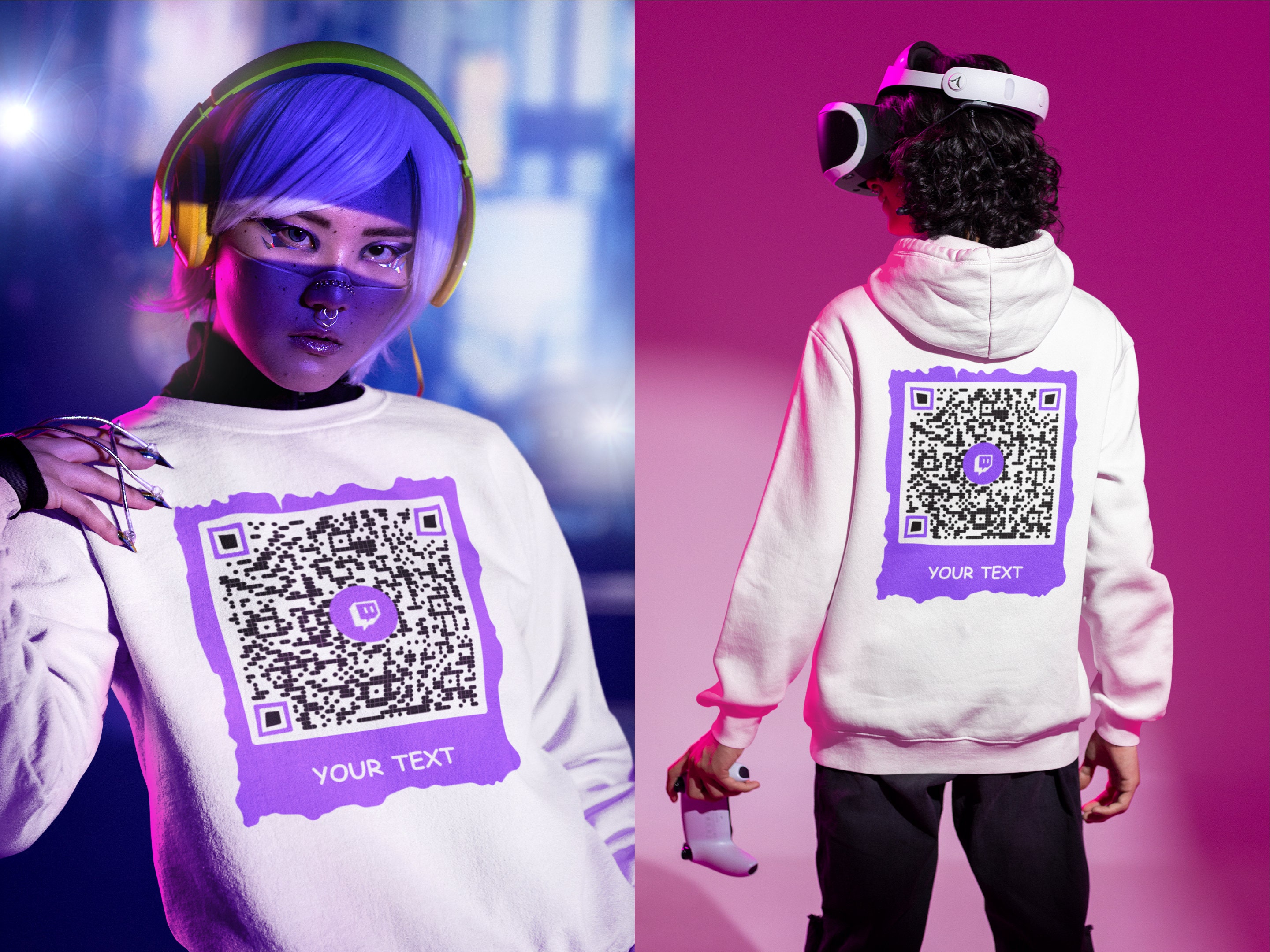 Twitch Custom QR Code T-shirt, Personalized Scannable Tee, Link to Your ...