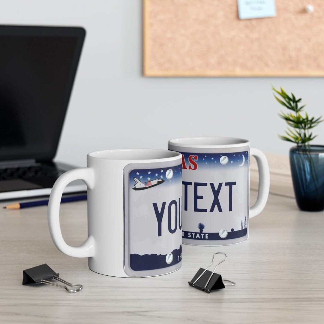 Custom Texas State License Plate Coffee Mug Vintage Car Design Mugs ...