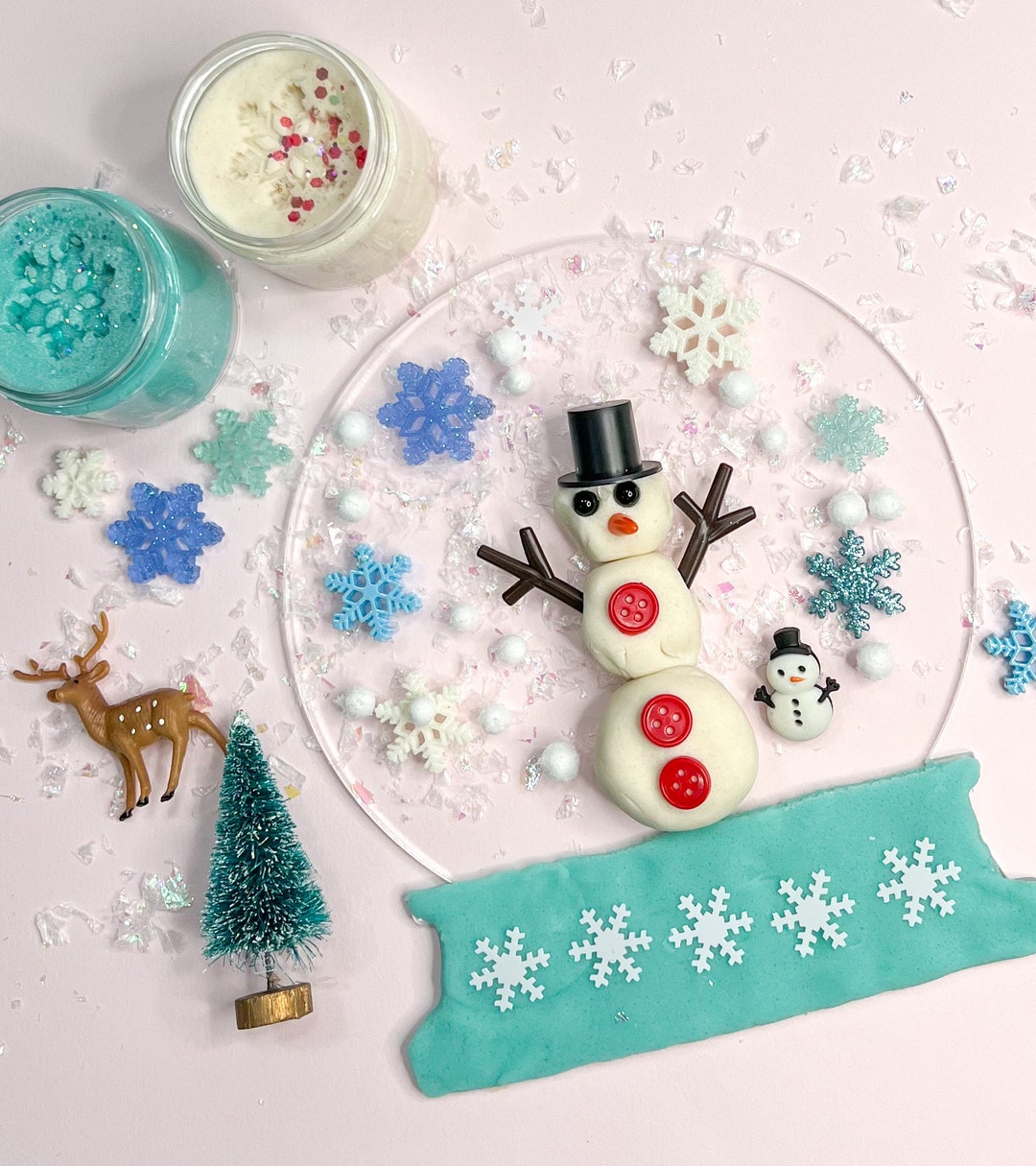SNOW GLOBE Sensory Kit Snowman Play Dough Kit Winter Play - Etsy