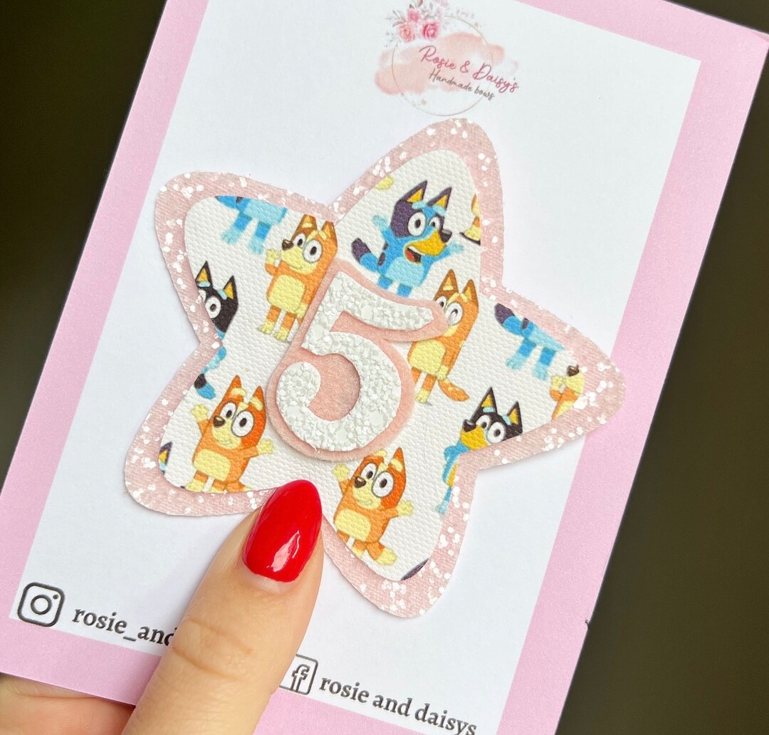 Bluey Birthday Badges, Pink Glitter Birthday Badge - Etsy