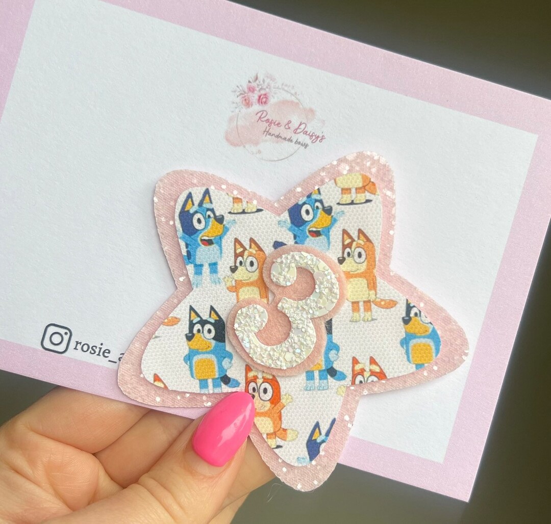 Bluey Birthday Badges Pink Glitter Birthday Badge - Etsy