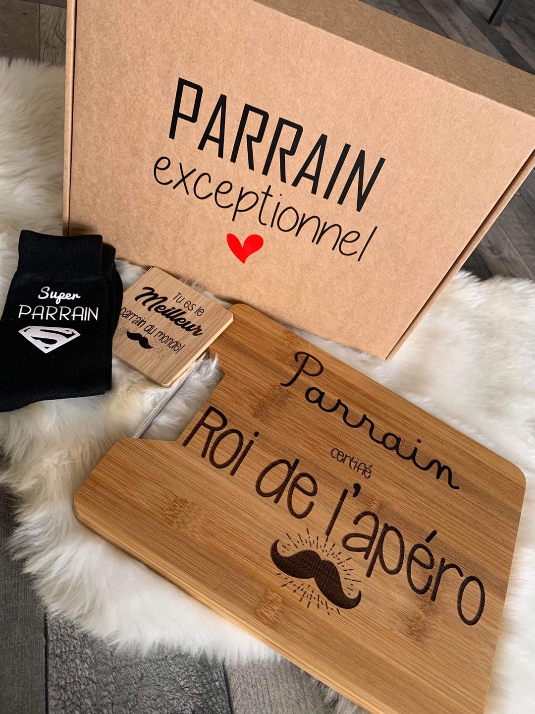 Box parrain personnalisé / cadeau parrain personnalisé/ planche apéro ...