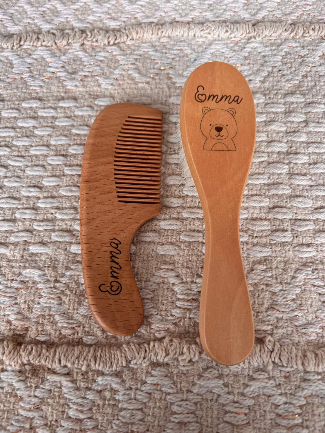 Personalized Baby Wooden Comb and Brush With First Name and Little ...