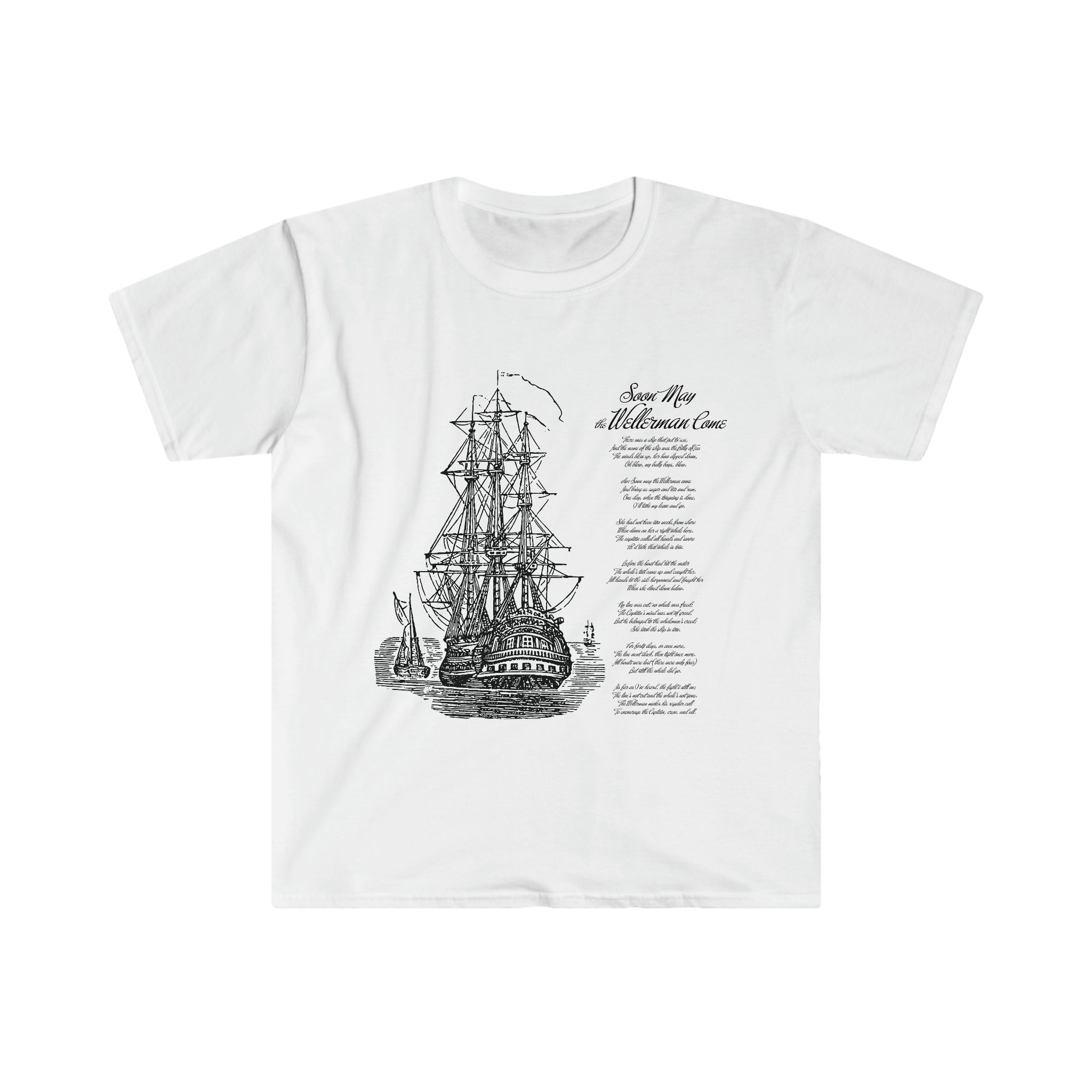 Wellerman Song, Wellerman Lyrics With Vintage Ship, Unisex Softstyle T ...