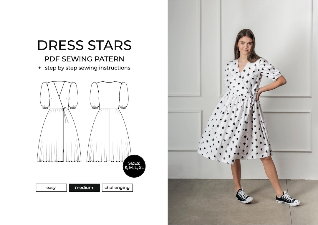 Wrap Dress Pattern | PDF Digital Printable Sewing Pattern - Etsy