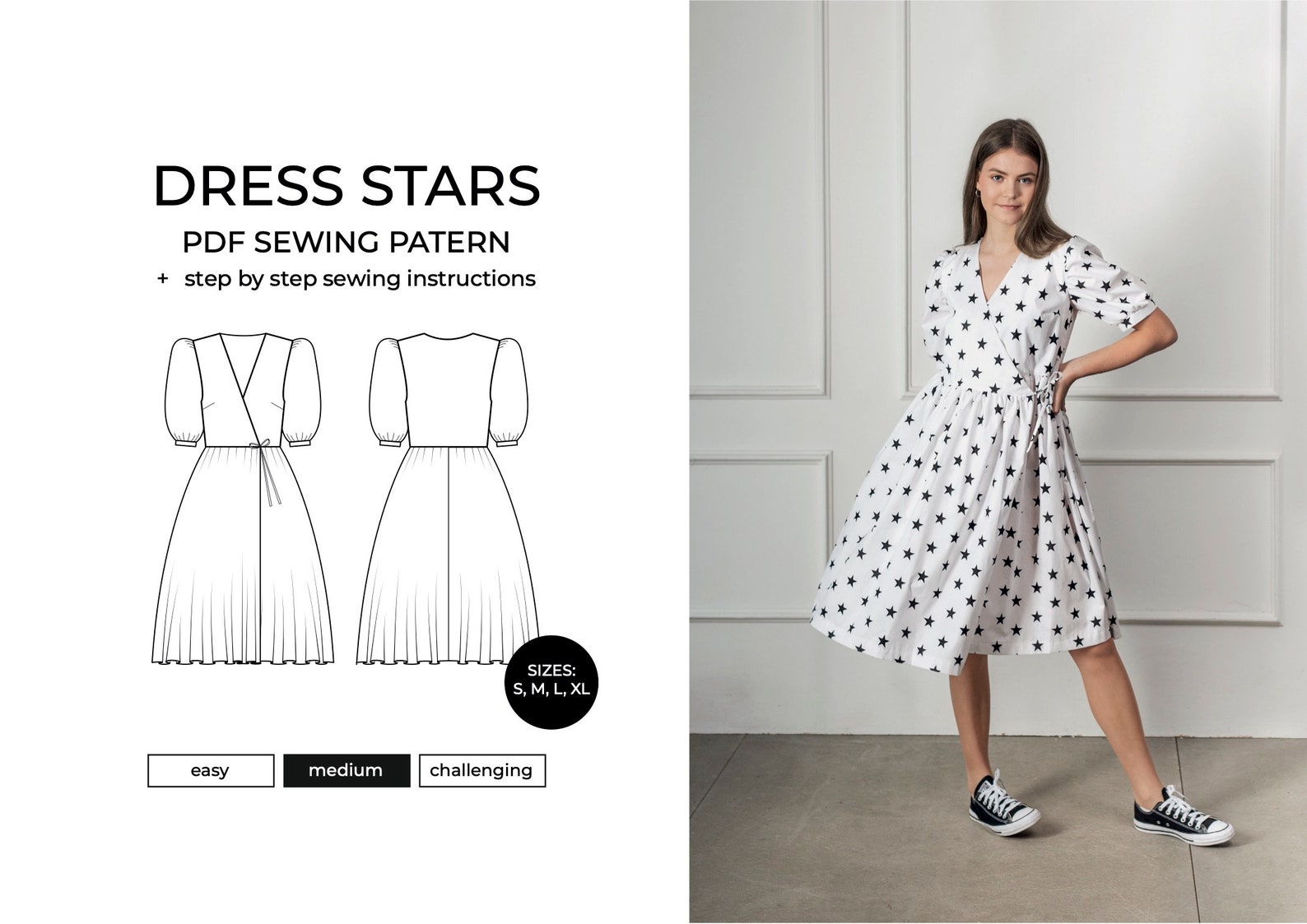 Wrap Dress Pattern | PDF Digital Printable Sewing Pattern - Etsy