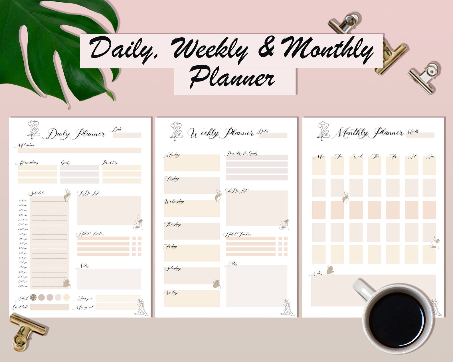 Aesthetic Printable Weekly Planner 7 Day Week Planner Etsy