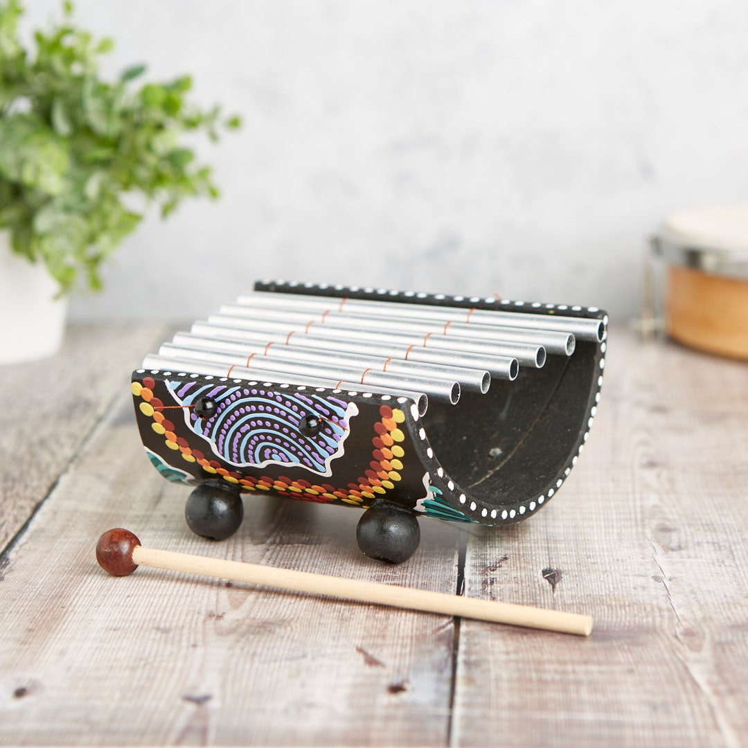 7 Note Dot Painted Indonesian Gamelan Chime Xylophone With Beater - Etsy