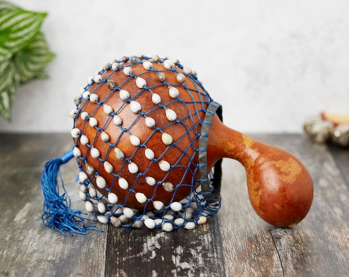 Shekere Cowrie Shell Rattle //jabara, Axatse, Netted Cowrie Shell Gourd ...
