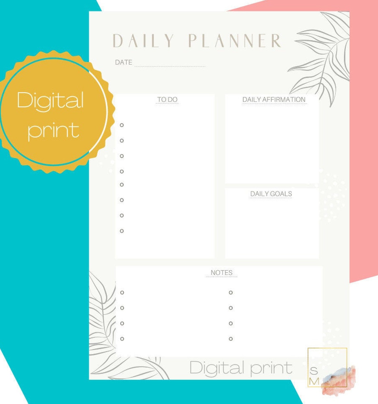 Elegant Daily Planner printable planner Digital Download | Etsy