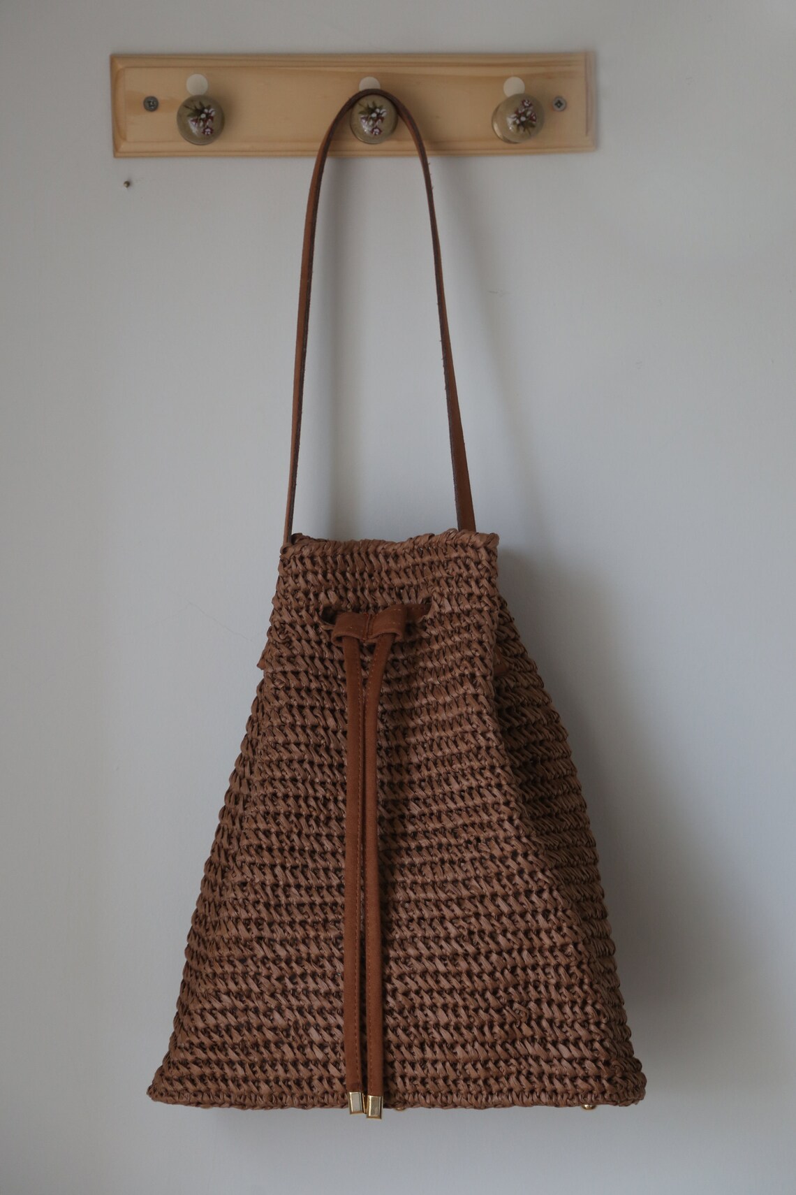 Handmade Raffia Bucket Bag Raffia Drawstring Bag Quality - Etsy