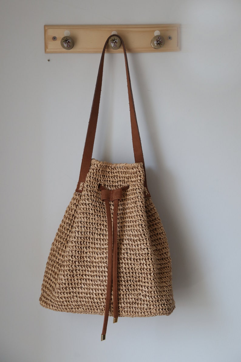 Handmade Raffia Bucket Bag Raffia Drawstring Bag Quality - Etsy
