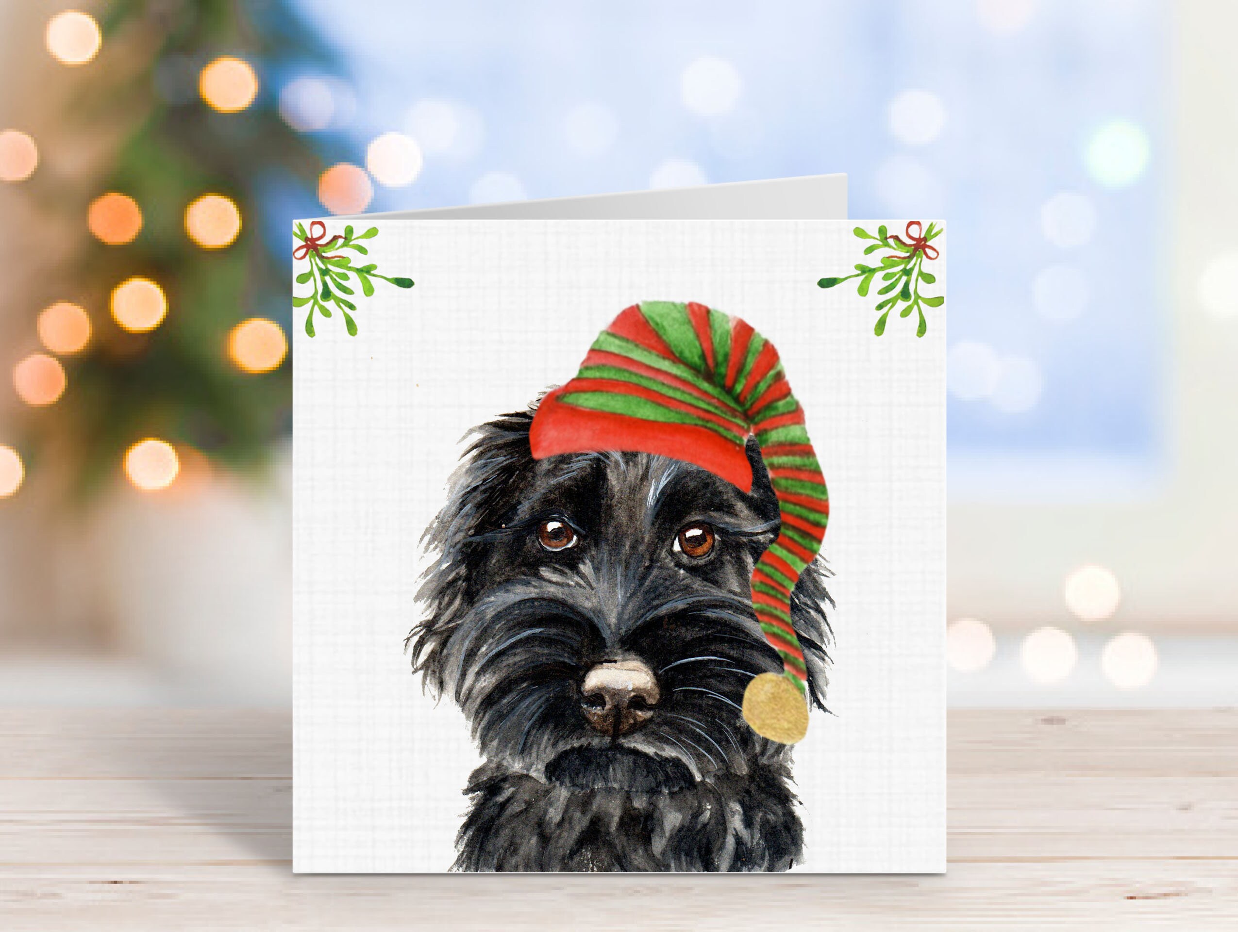 Black Cockerpoo Christmas Card/cockapoo in Santa Hat/dog in - Etsy UK