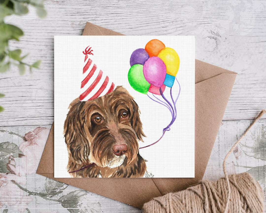Brown Cockapoo Birthday Card/chocolate Cockerpoo Dog With - Etsy