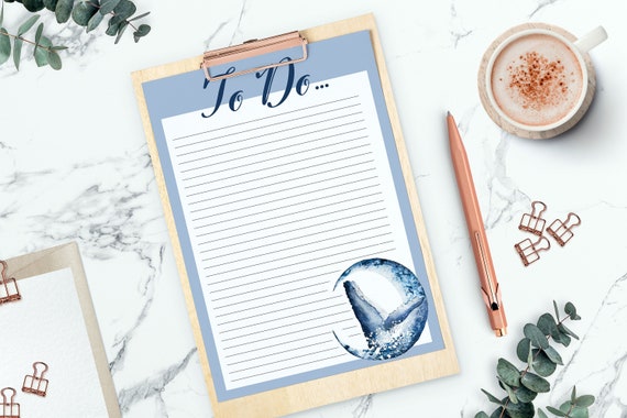 Humpback Whale Printable to Do List / Lined Notes Pad / Sea - Etsy