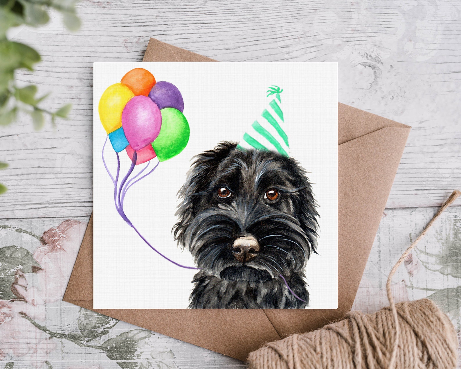 Black Cockapoo Birthday Card/doodle Dog With Rainbow - Etsy