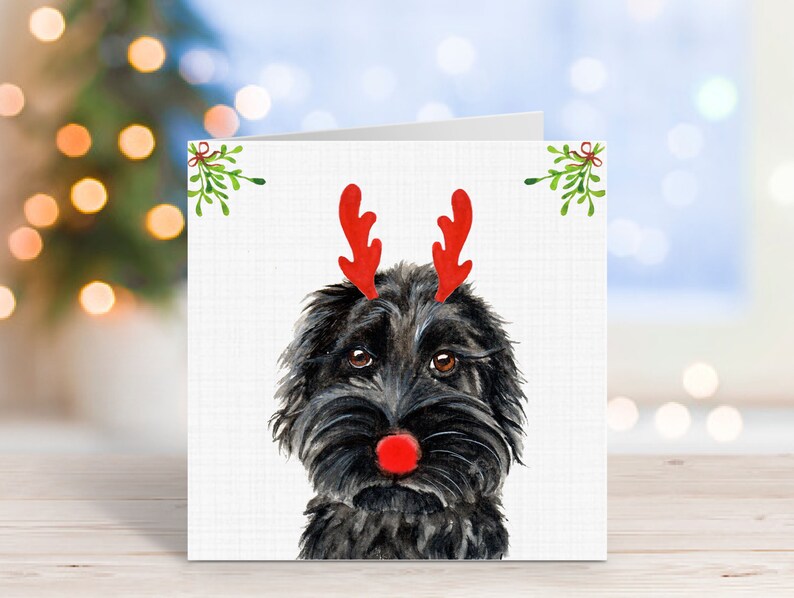 Black Cockerpoo Christmas Card/cockapoo in Santa Hat/dog in - Etsy UK