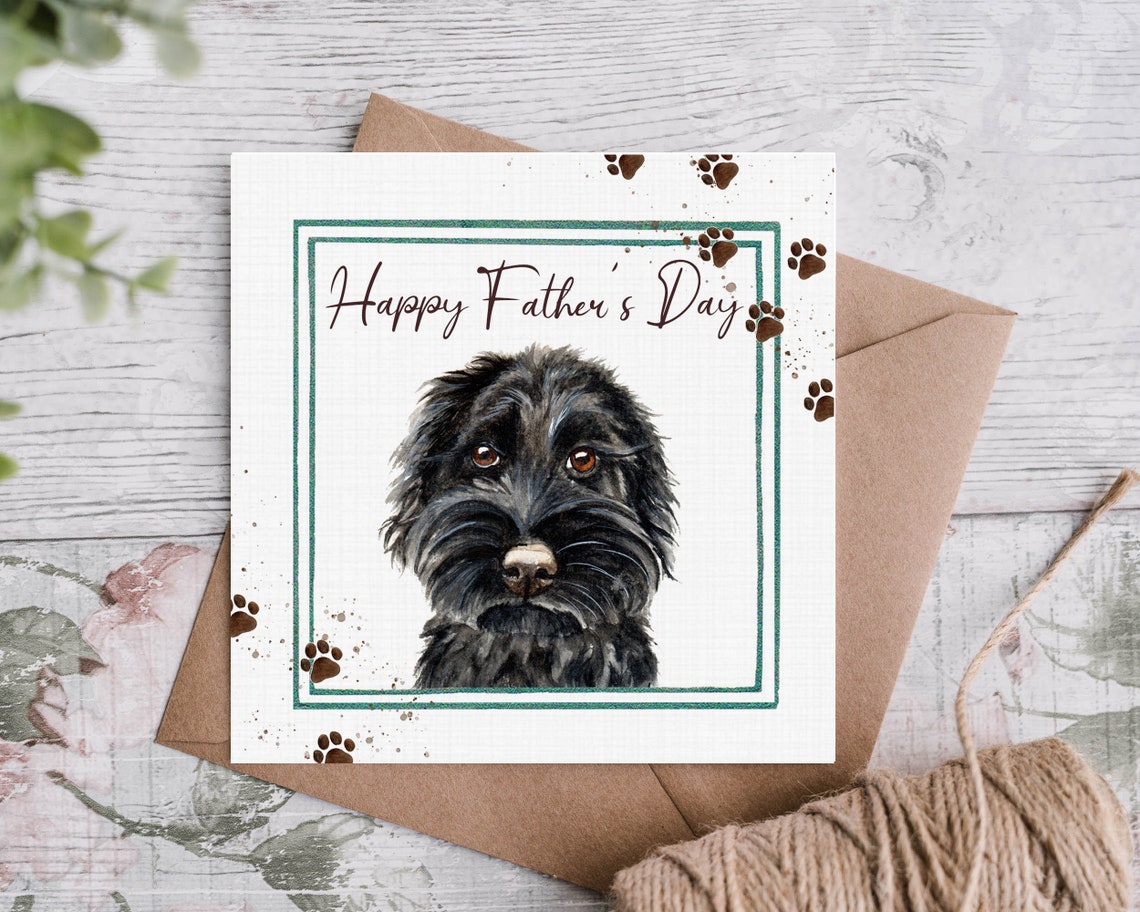 Black Cockapoo Fathers Day Card/black Cockapoo With Paw Print | Etsy