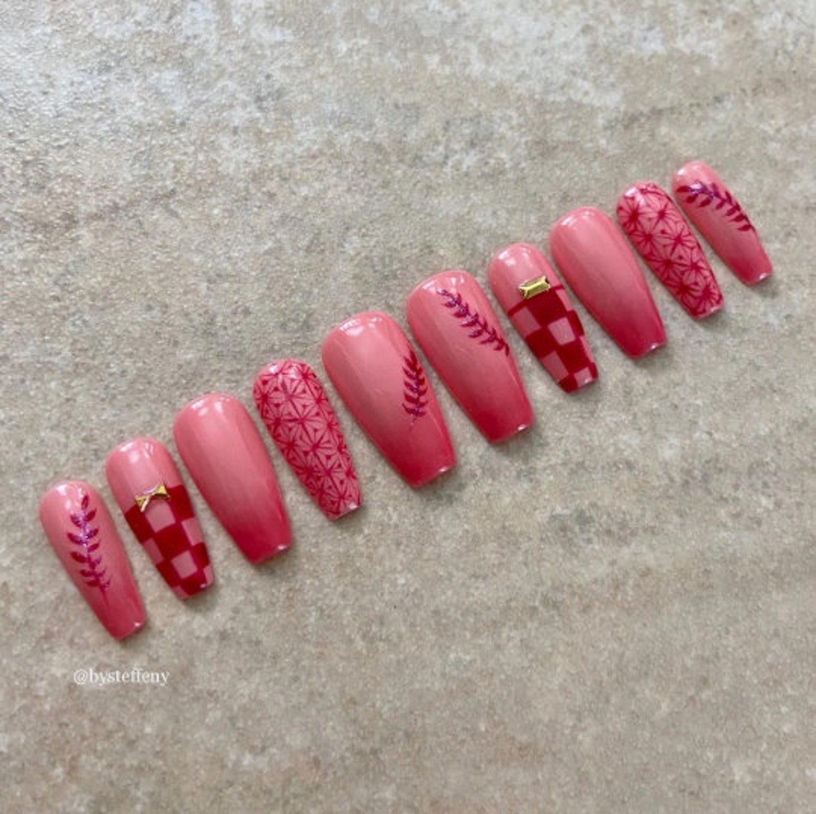 Demon Girl Nails Hand Painted Anime Nails DIY Press on Nails Cosplay ...