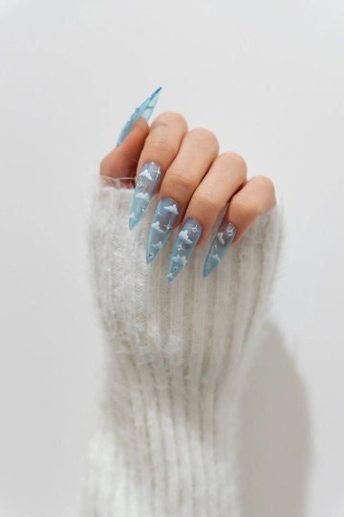 Cloud Nail Design Baby Blue Nails Gemstone Nails Head in the Cloud ...