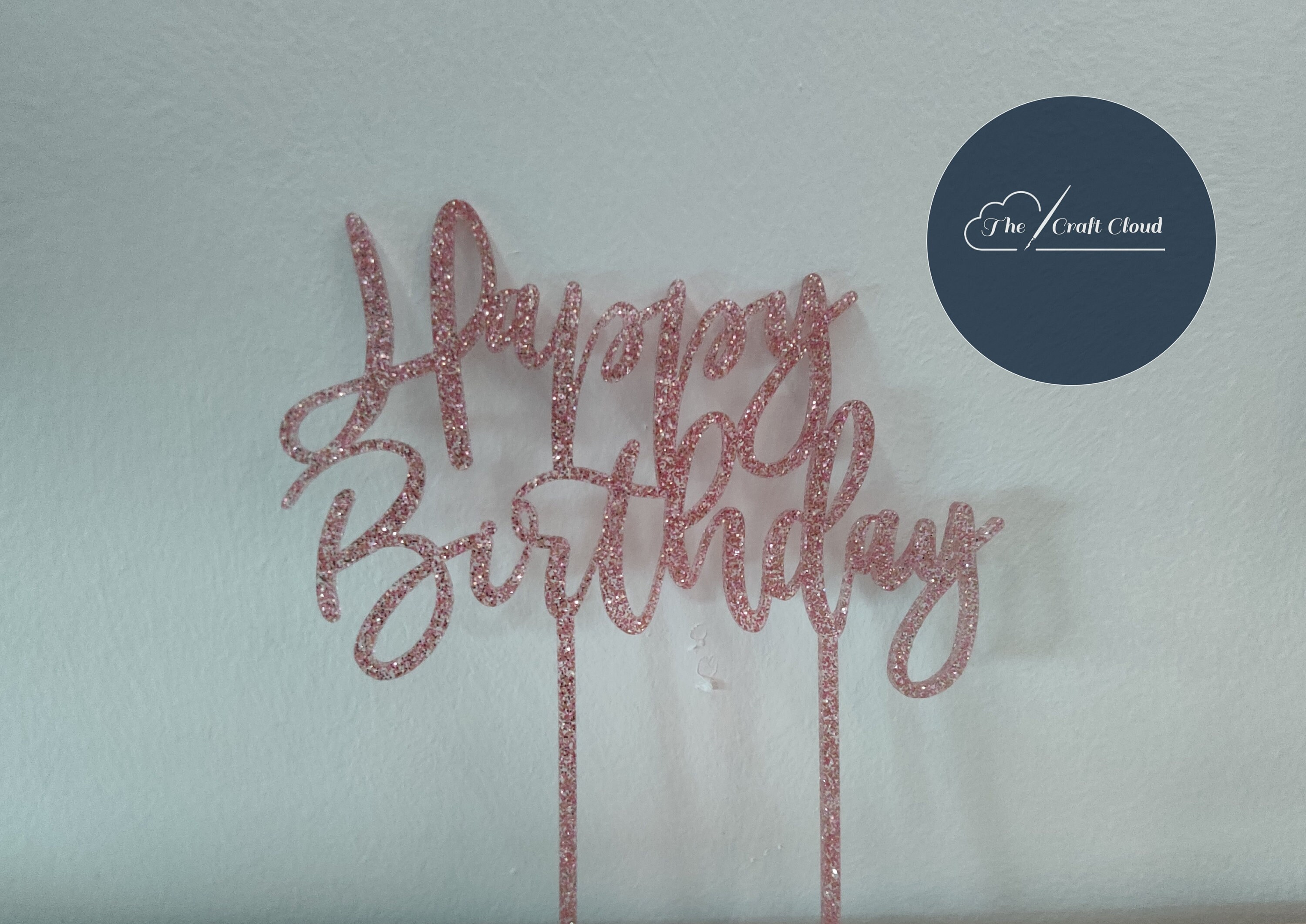 Reusable Rose Gold Glitter Acrylic Cake Topper Happy Etsy