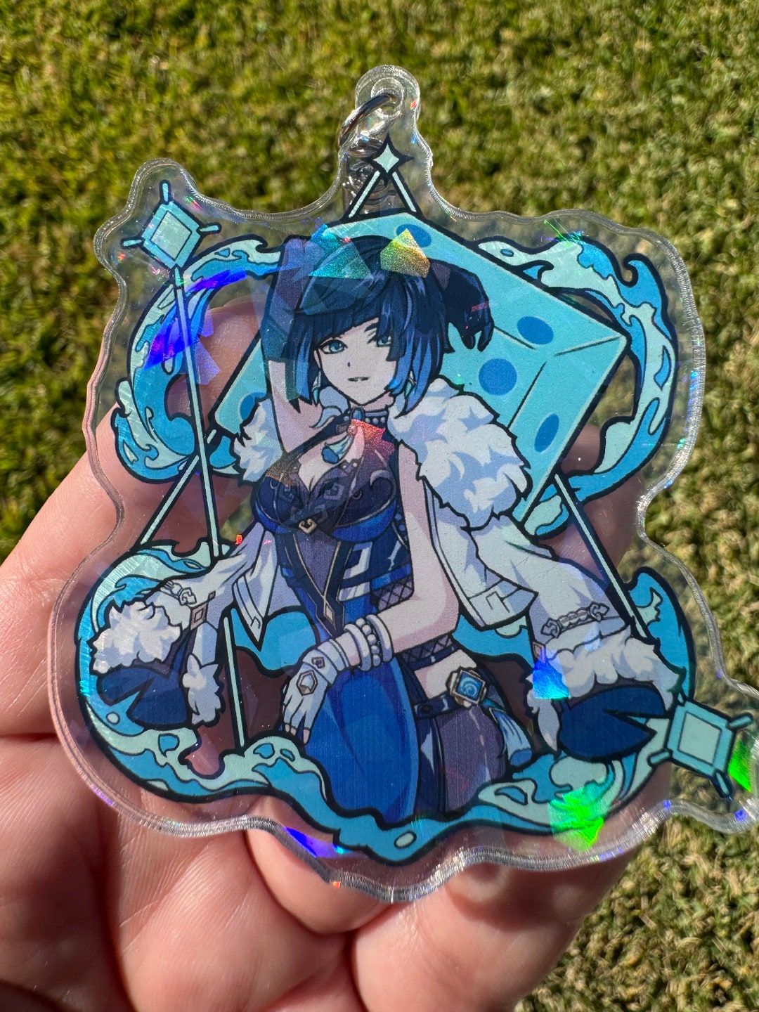 Genshin Impact HYDRO Keychains Yelan-childe-mona-hydro - Etsy