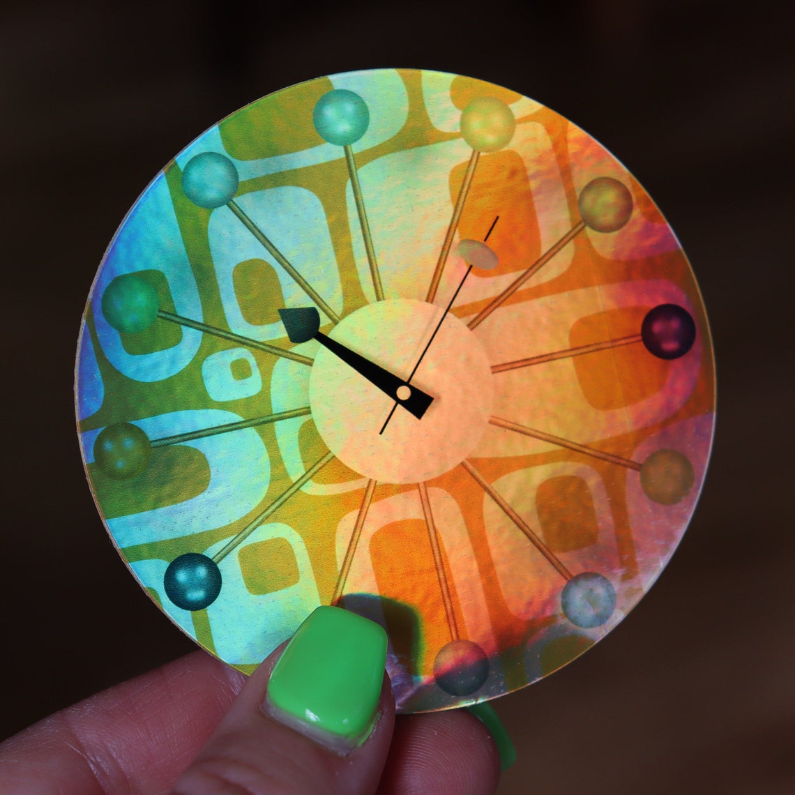 Mid Century Modern Clock Holographic Sticker | Etsy