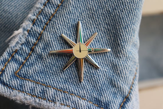 Mid-Century Modern Clock Enamel Pin | Etsy