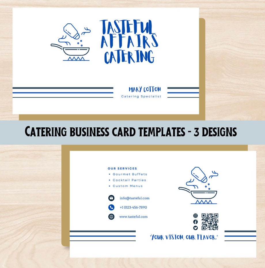 Catering Business Card Template: 3 Canva Designs (digital Download) - Etsy