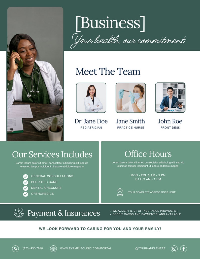 Healthcare Flyer | New Patient Information Flyer Canva Template | Home ...