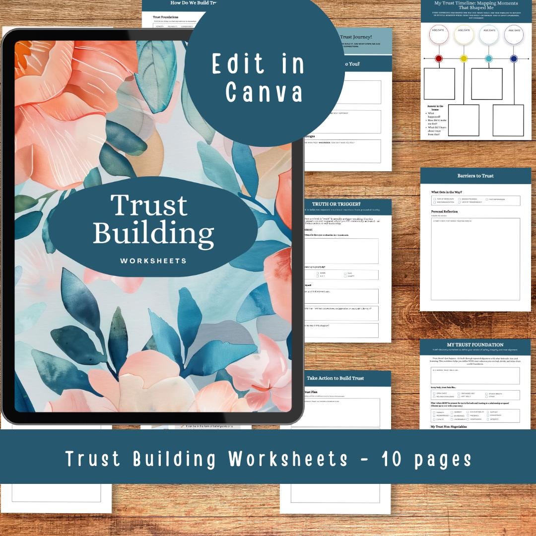 Trust Building Worksheets – Canva Template for Personal Growth and ...