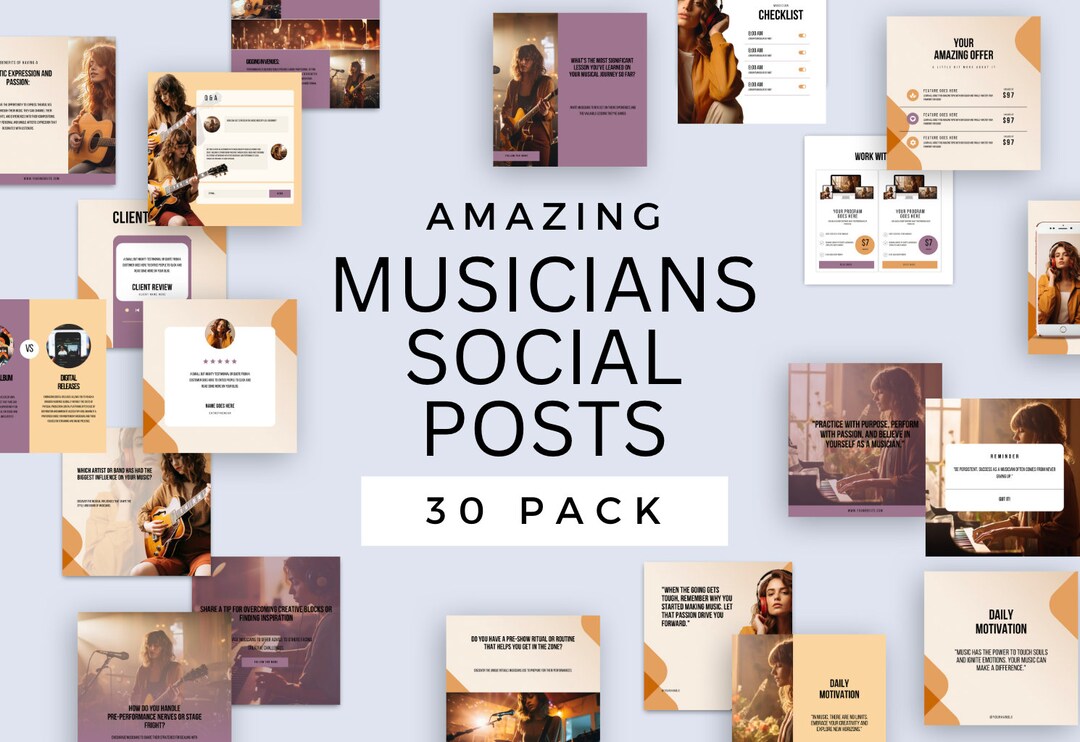 Musician Social Media Posts: 30 Canva Templates (editable) - Etsy