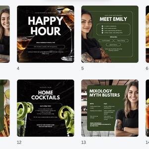 Bartender Instagram Post Templates: Bar Marketing Canva (30 Posts) - Etsy