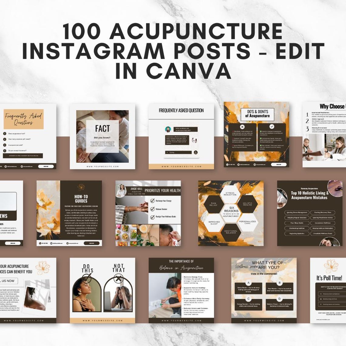 Acupuncture Instagram Posts: 100 Social Media Canva Templates - Etsy