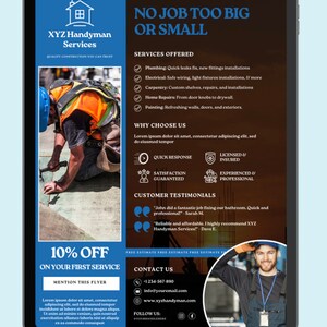 Handyman Flyer Template: Home Repair, Editable Canva Design (8.5x11) - Etsy
