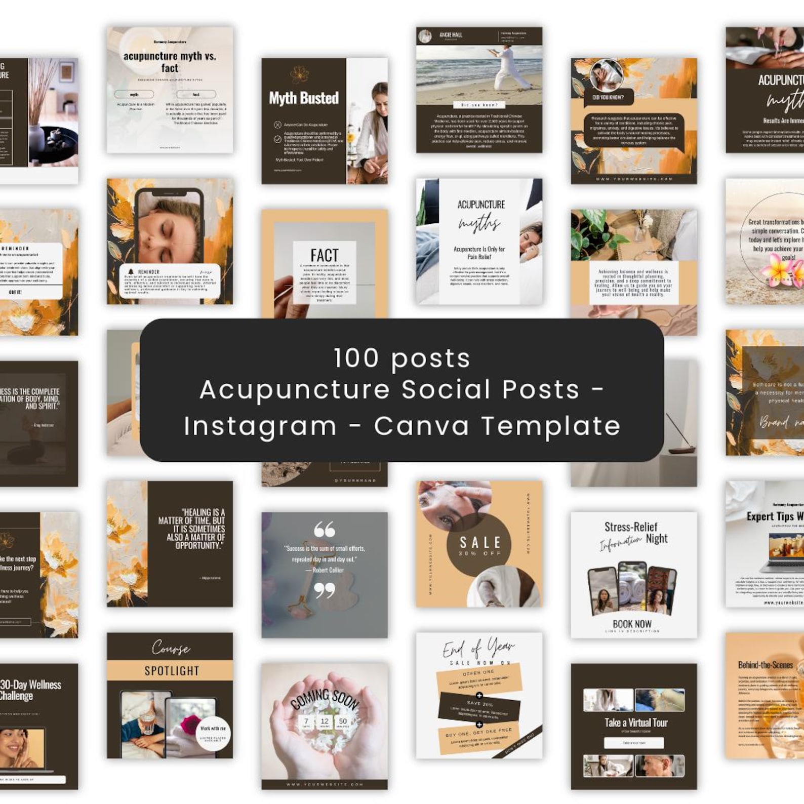 Acupuncture Instagram Posts: 100 Social Media Canva Templates - Etsy