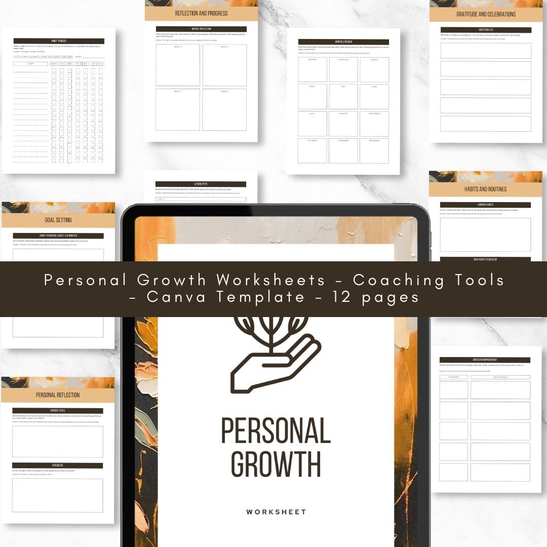 12-page Personal Growth Canva Template Reflection & Goal-setting ...