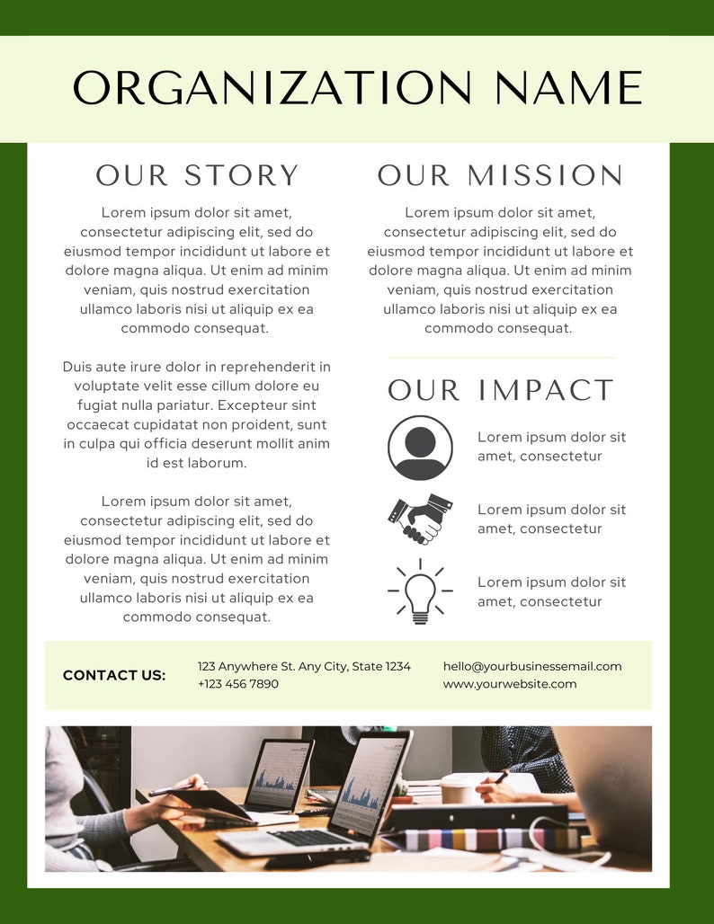 Nonprofit One-pager Template: Canva Report With 5 Designs (instant ...