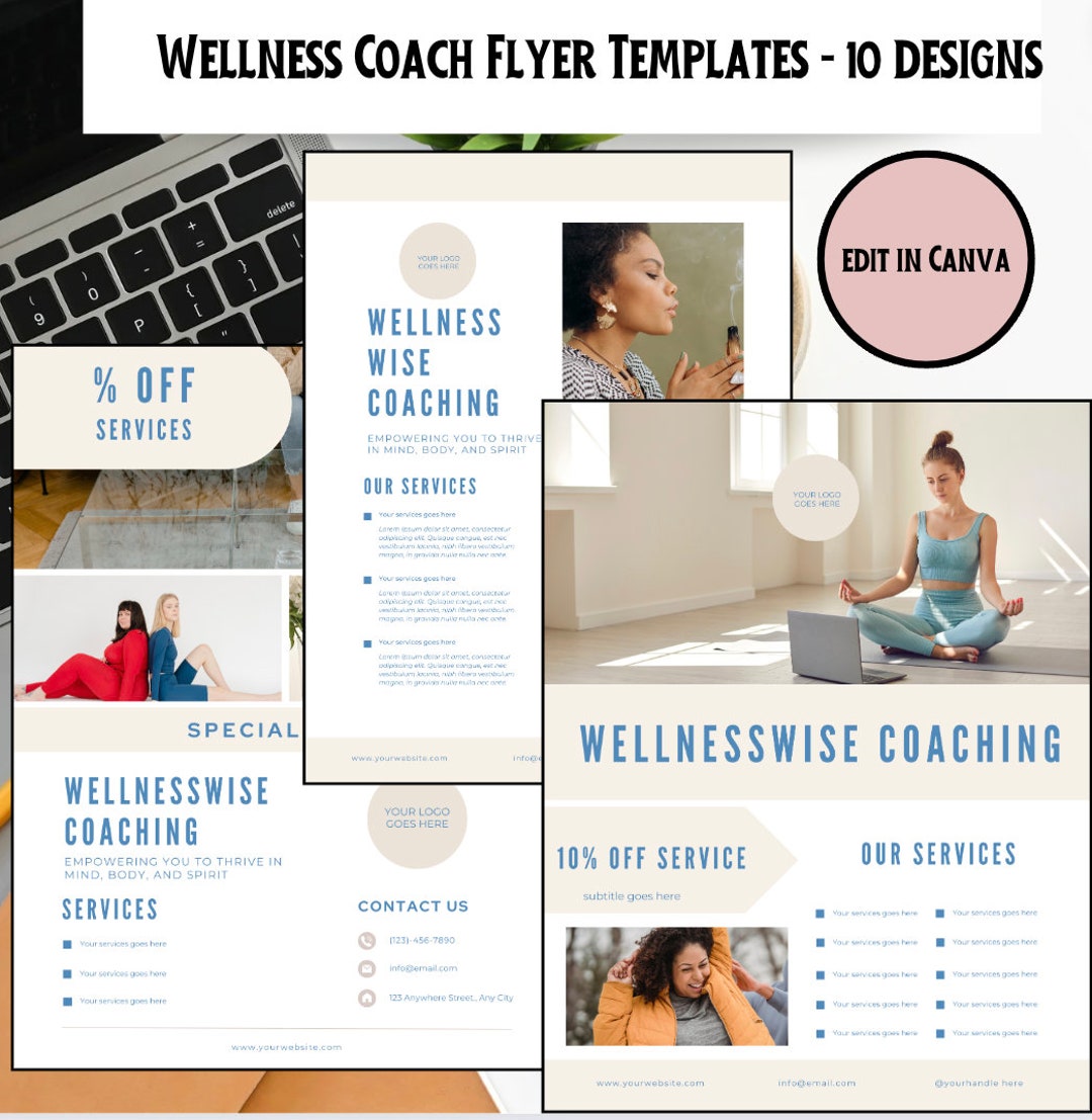 Wellness Coach Flyer Template | Editable Canva Flyer Template | Instant ...