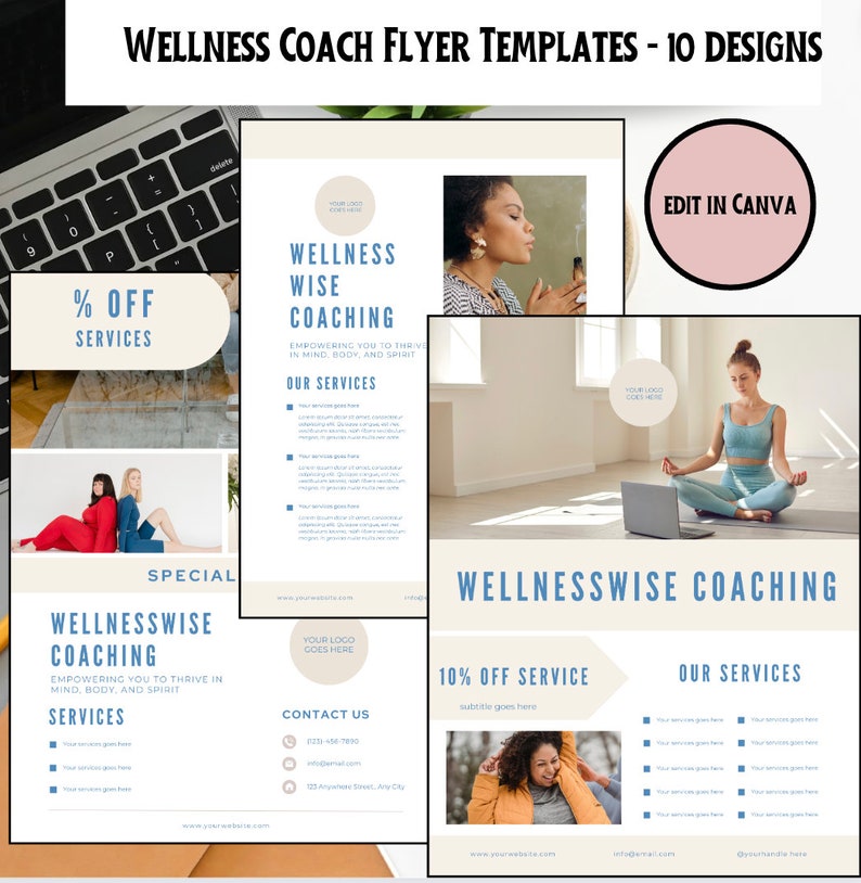 Wellness Coach Flyer Template: Editable Canva Designs (digital Download ...