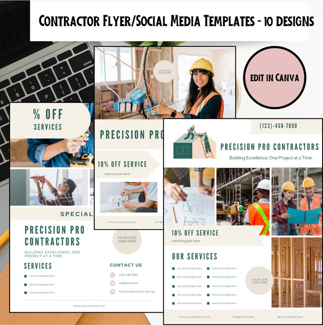 Contractor Flyer Template: Renovation Business, Social Media (canva ...