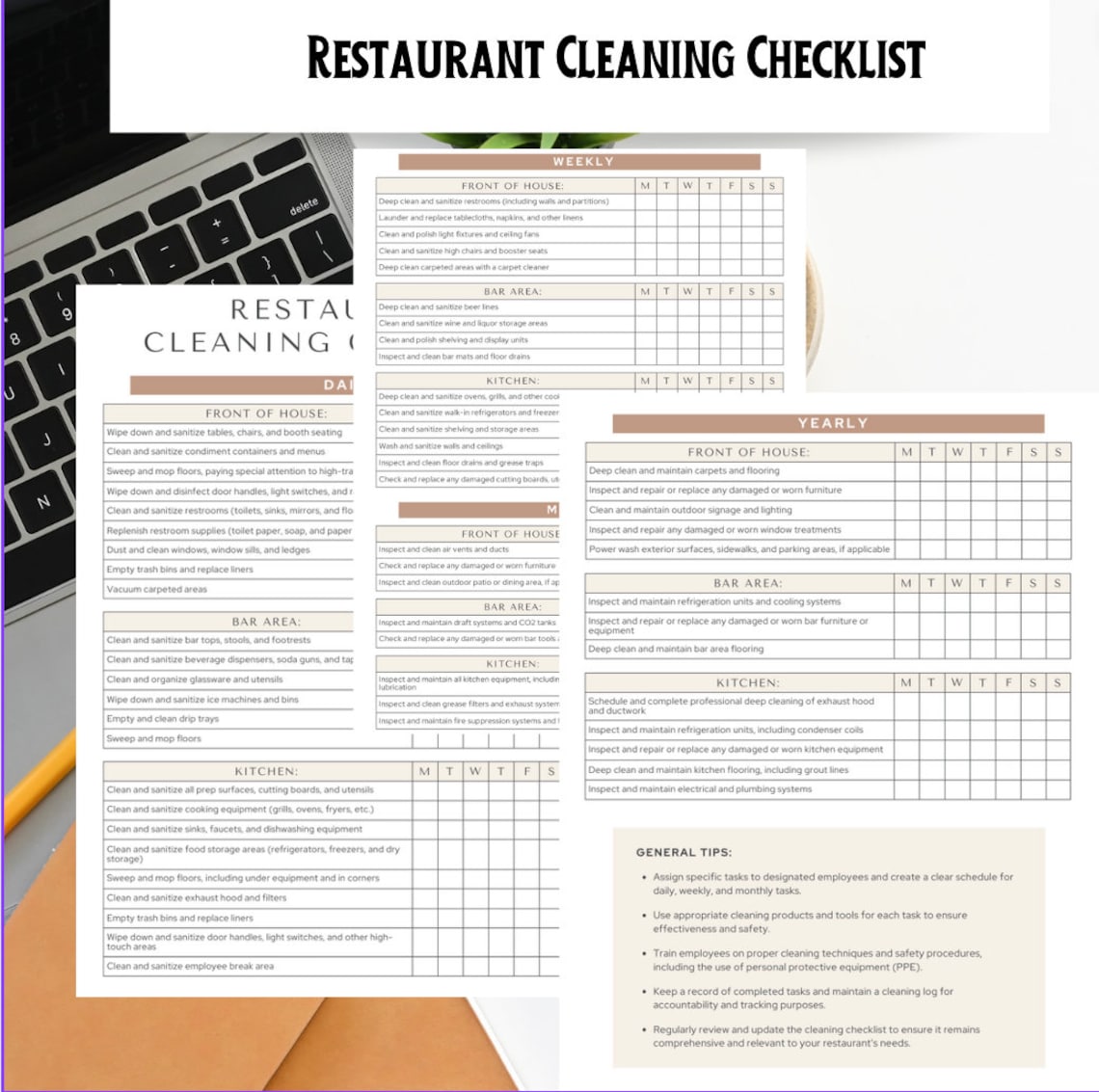 Restaurant Cleaning Checklist Template: Editable Canva Design (A4 ...