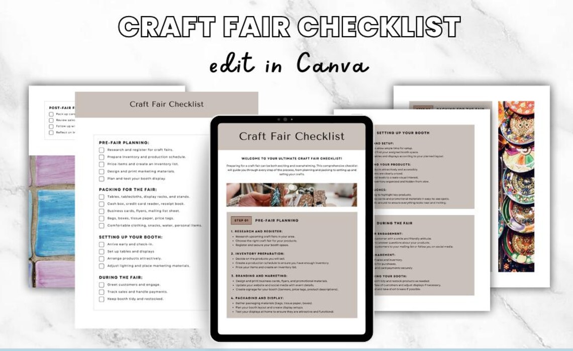 Craft Fair Checklist - Vendor Event Planner - Printable Craft Show Planner - Craft Business ...