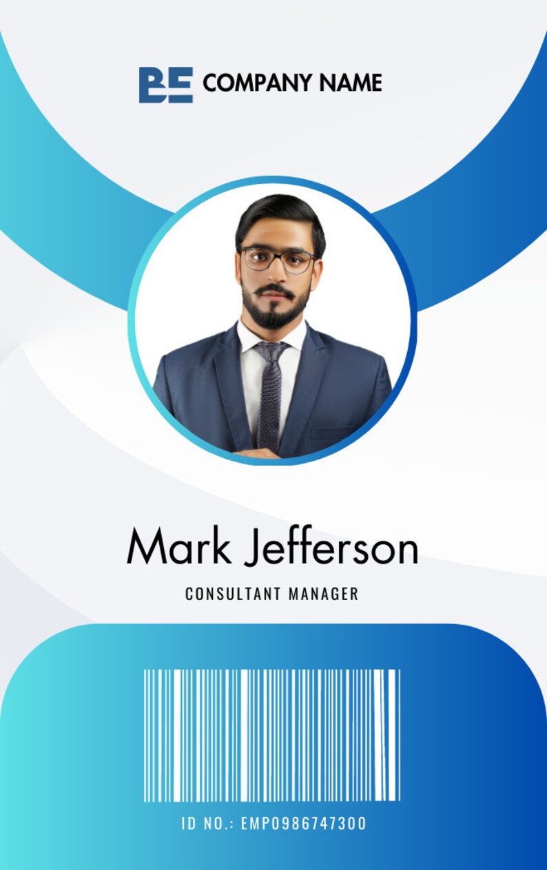 Work ID Badge Template | Canva Template | Badge Card | Printable Id ...