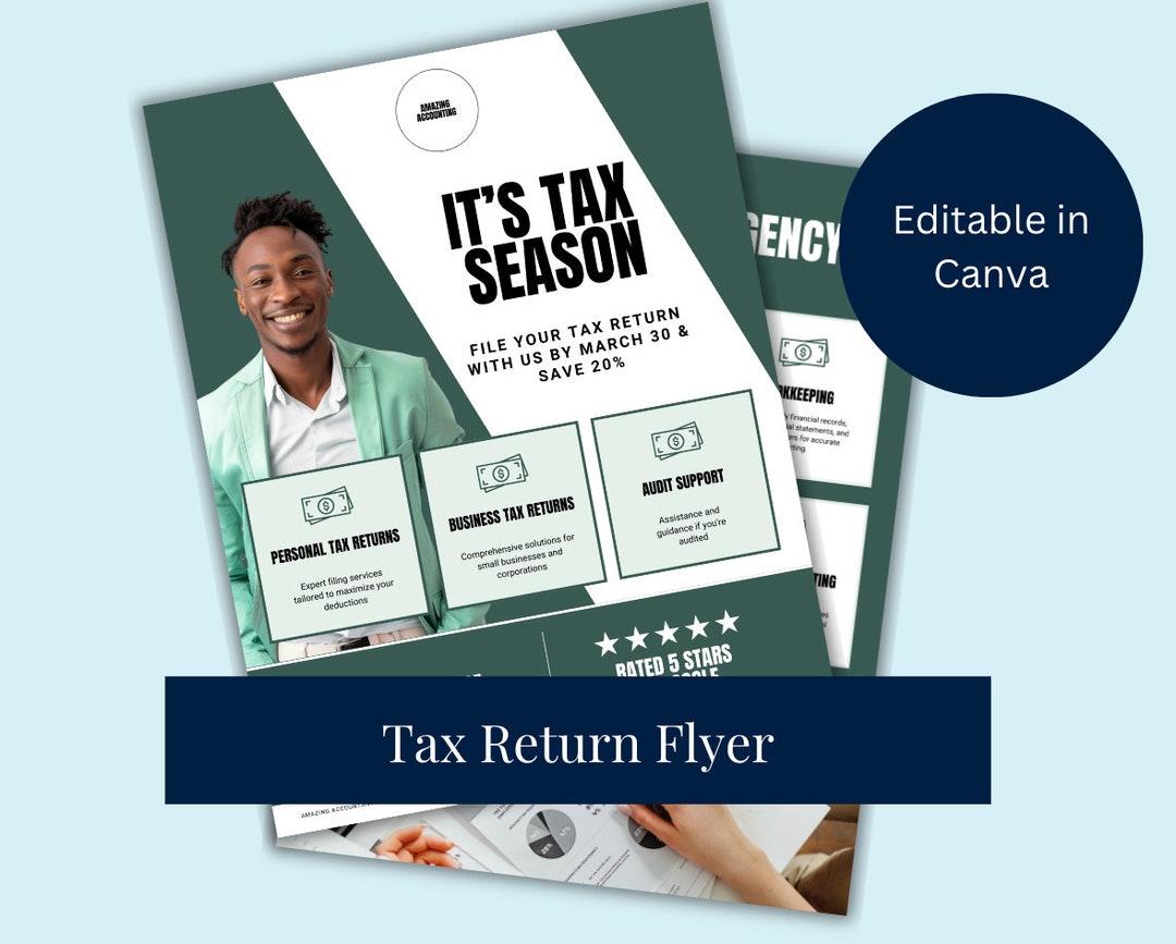 Tax Return Flyer | Canva Flyer Template | Tax Prep Season Flyer | Taxes ...