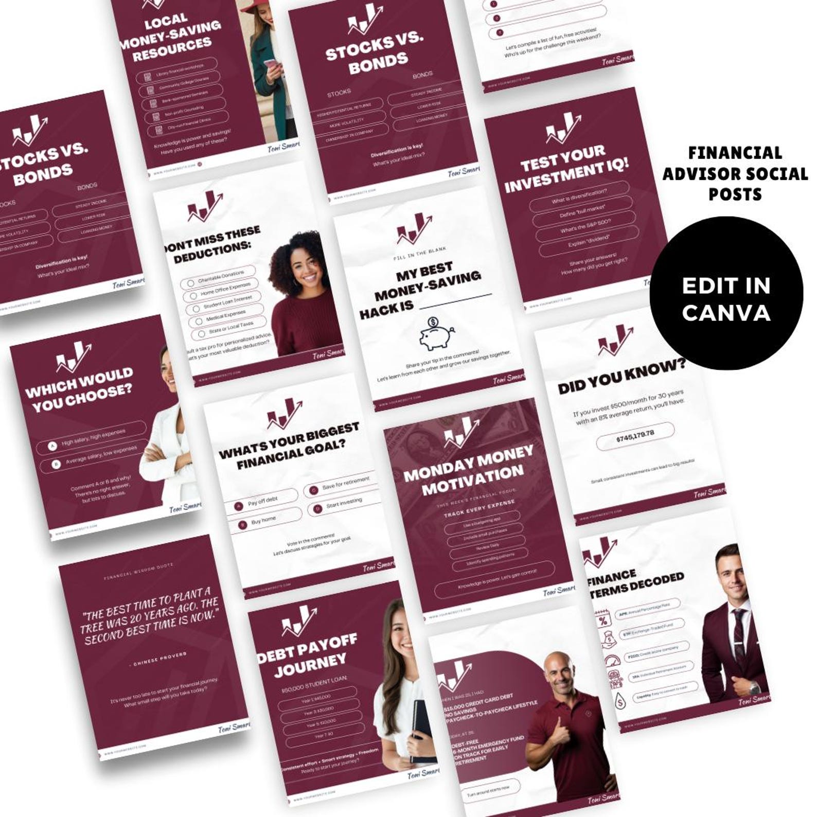 30 Financial Advisor Instagram Templates - Editable Canva Posts ...