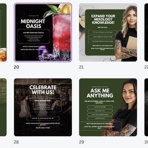 Bartender Instagram Post Templates: Bar Marketing Canva (30 Posts) - Etsy